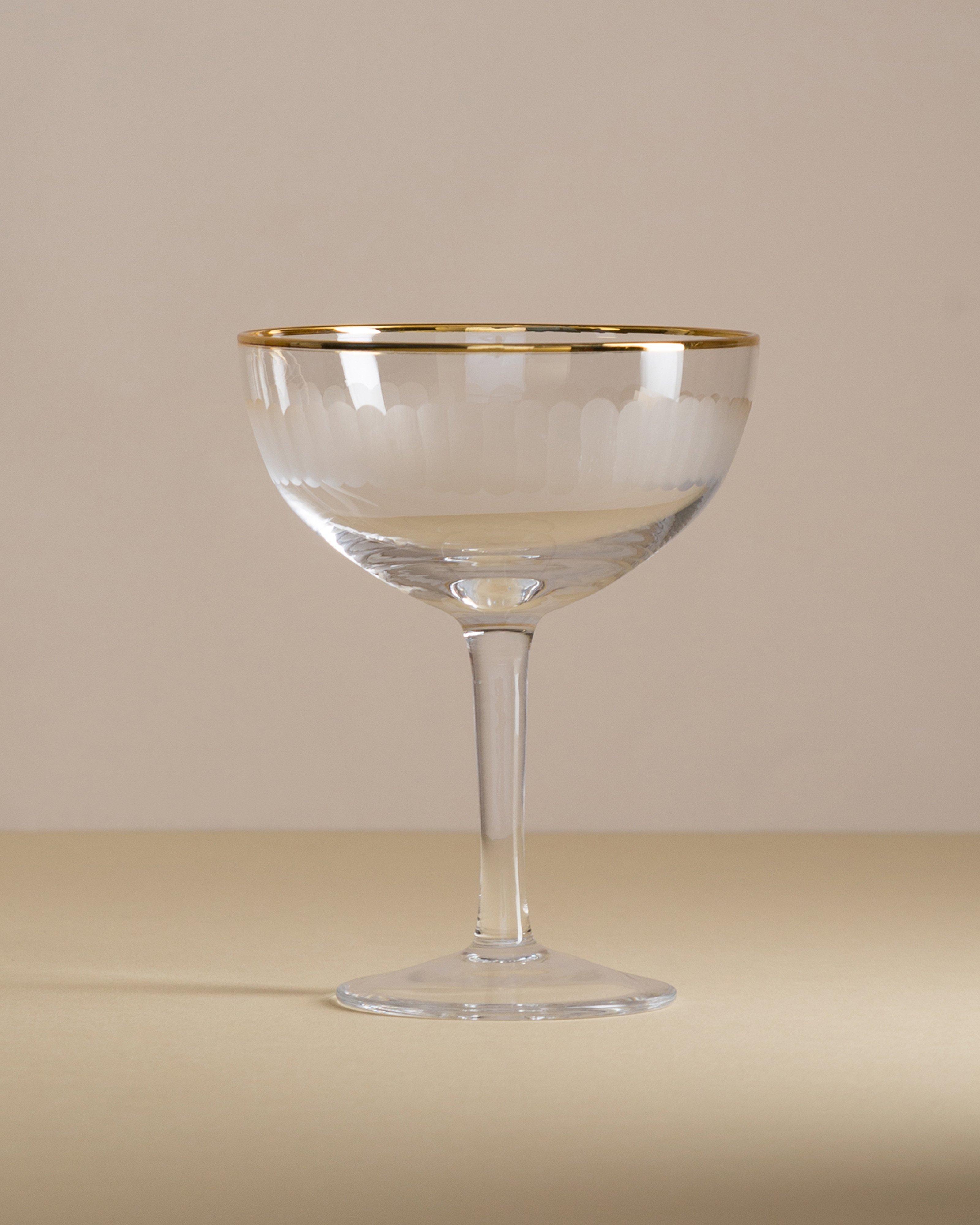 Gold Rim Ribbed Coupe Glass - Poetry Clothing Store