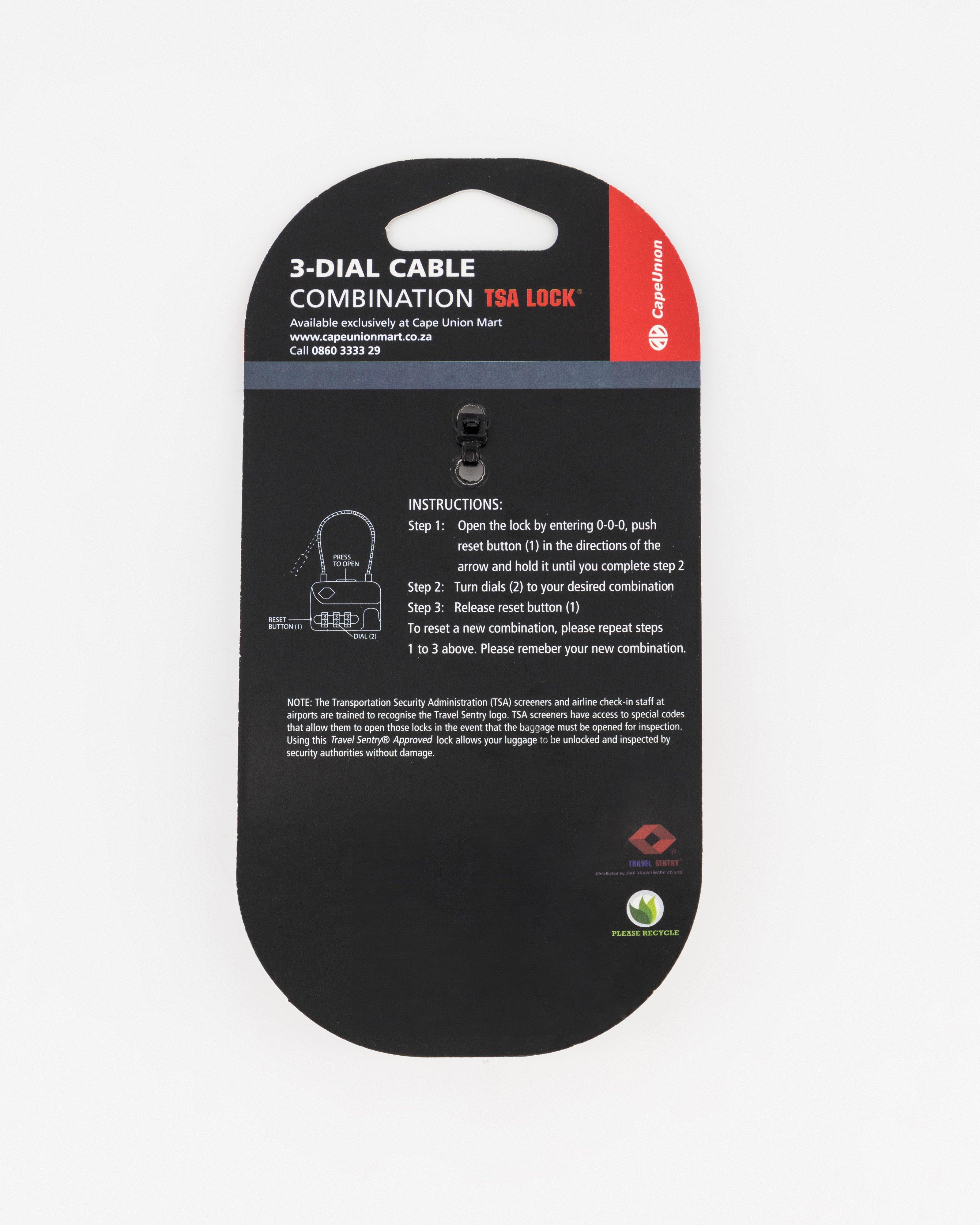 Cape Union Cable Lock TSA Lock 3-Dial Combination