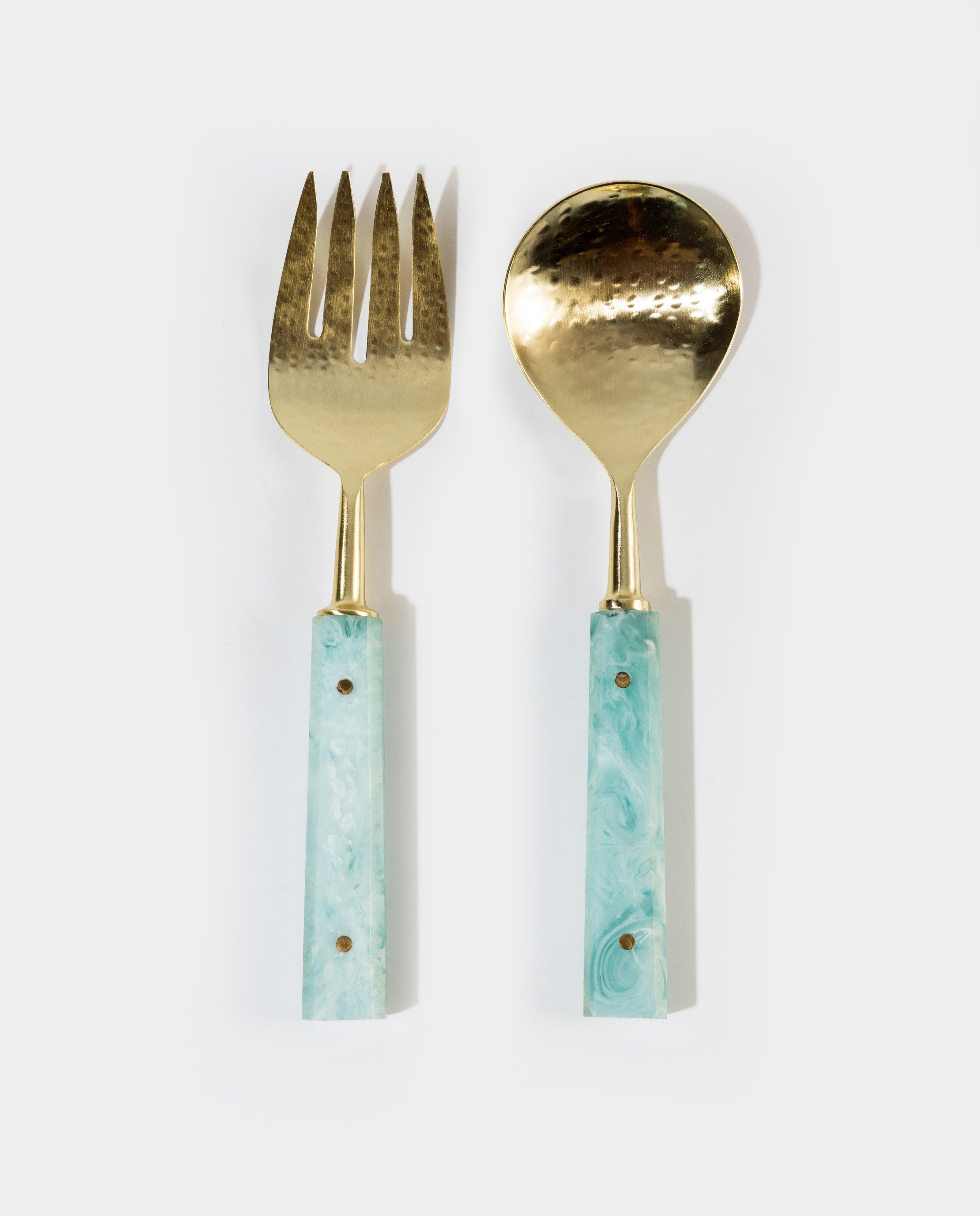 Resin Hammered Salad Server Set - Poetry Clothing Store