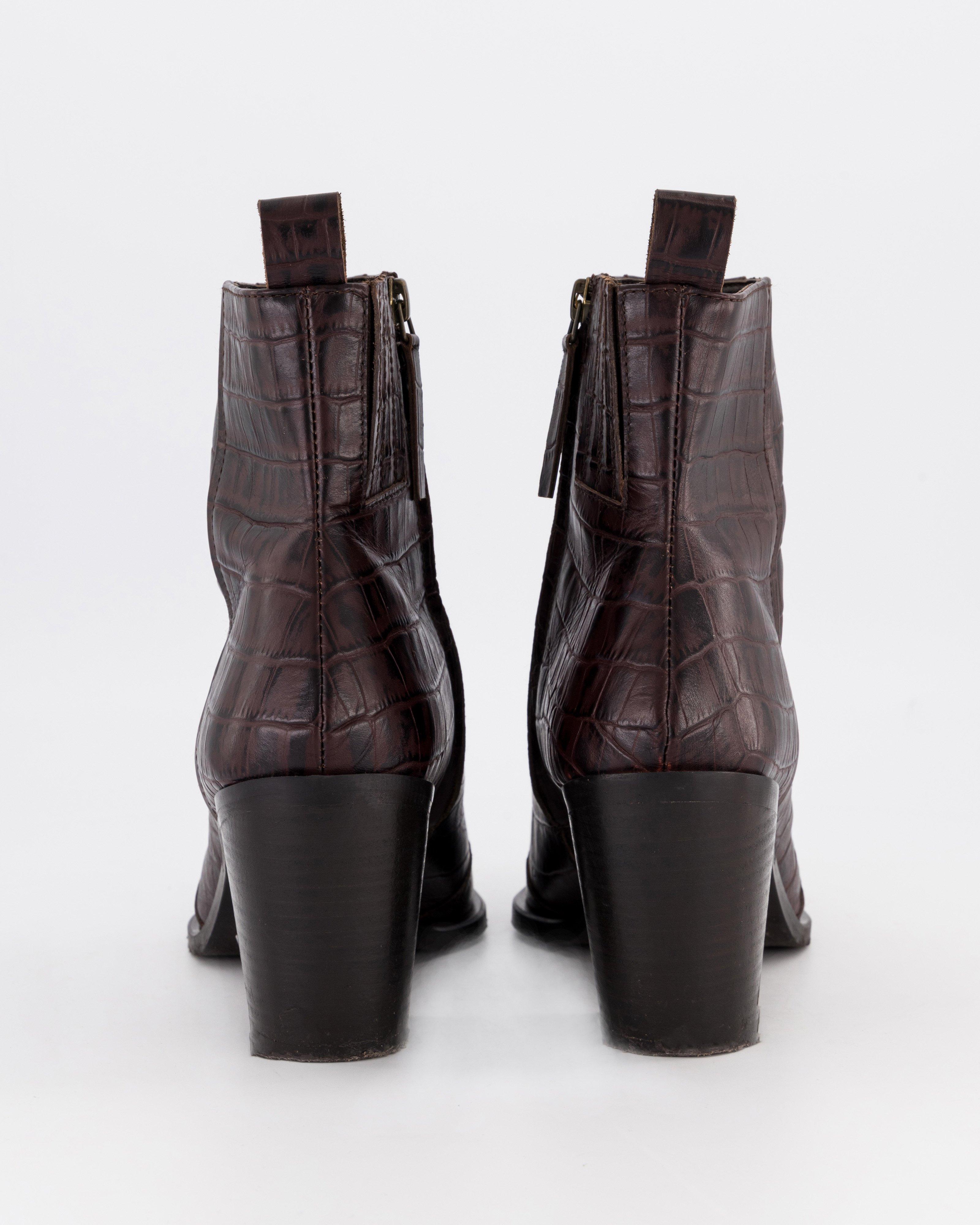 Raven Crocodile Embossed Boot - Poetry Clothing Store
