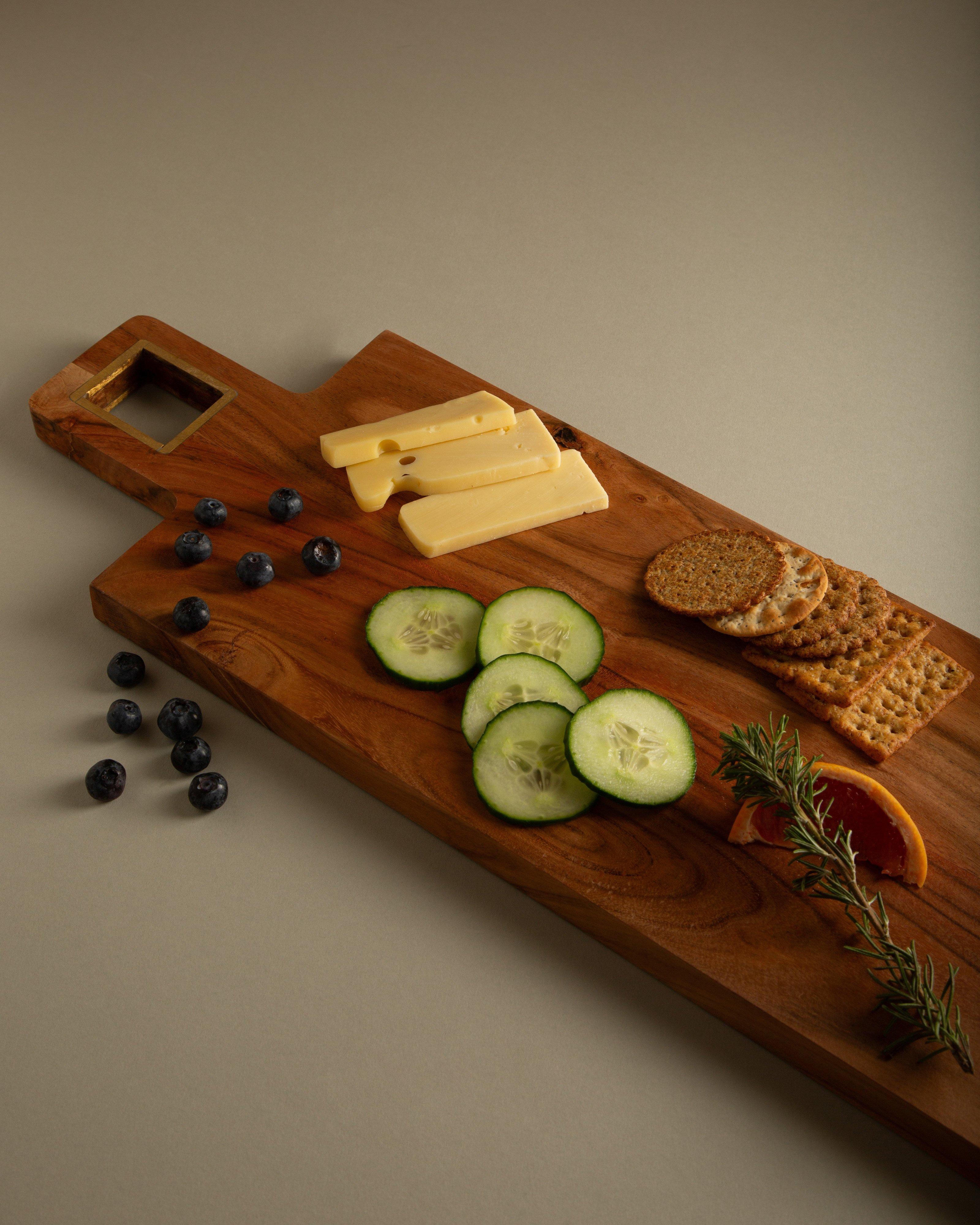 Long Acacia Paddle Board with Brass Inlay - Poetry Clothing Store