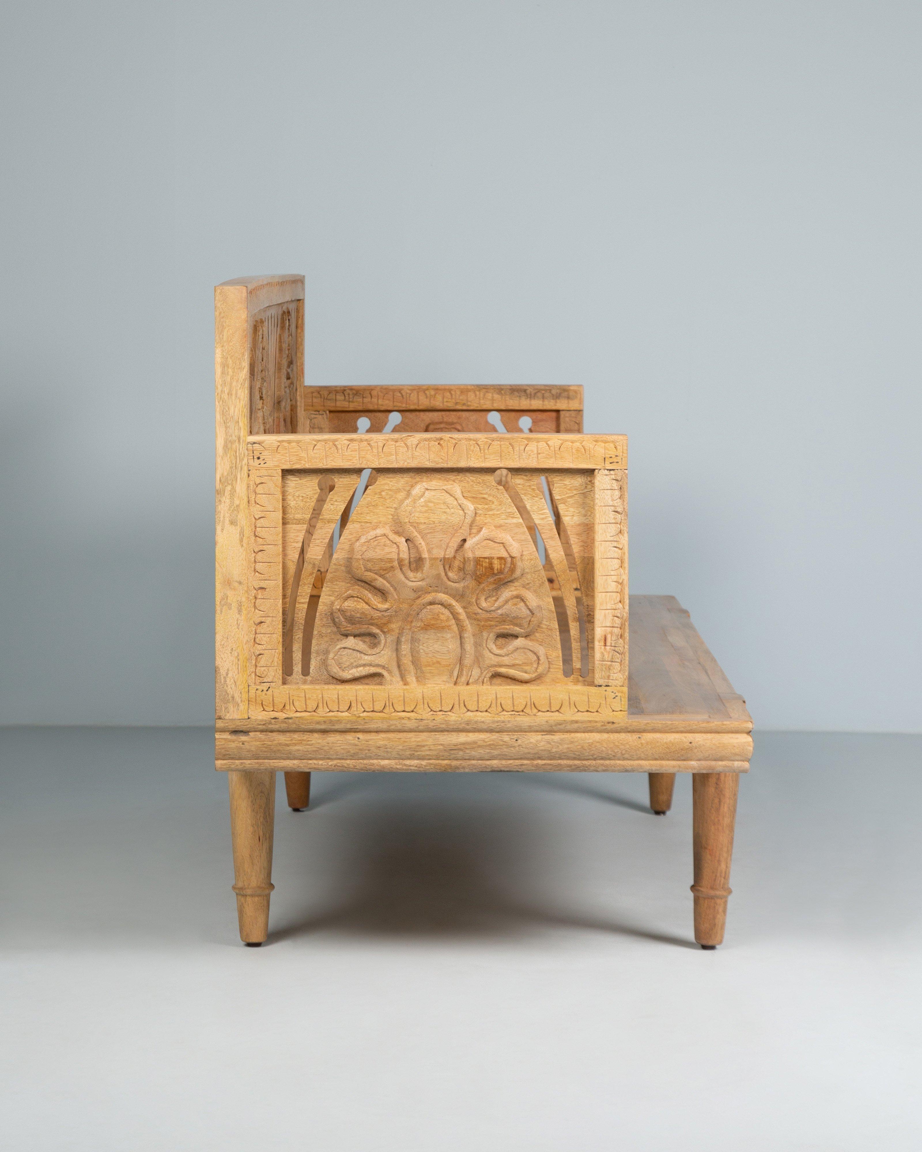 Mallika Hand Carved Bench - Poetry Clothing Store