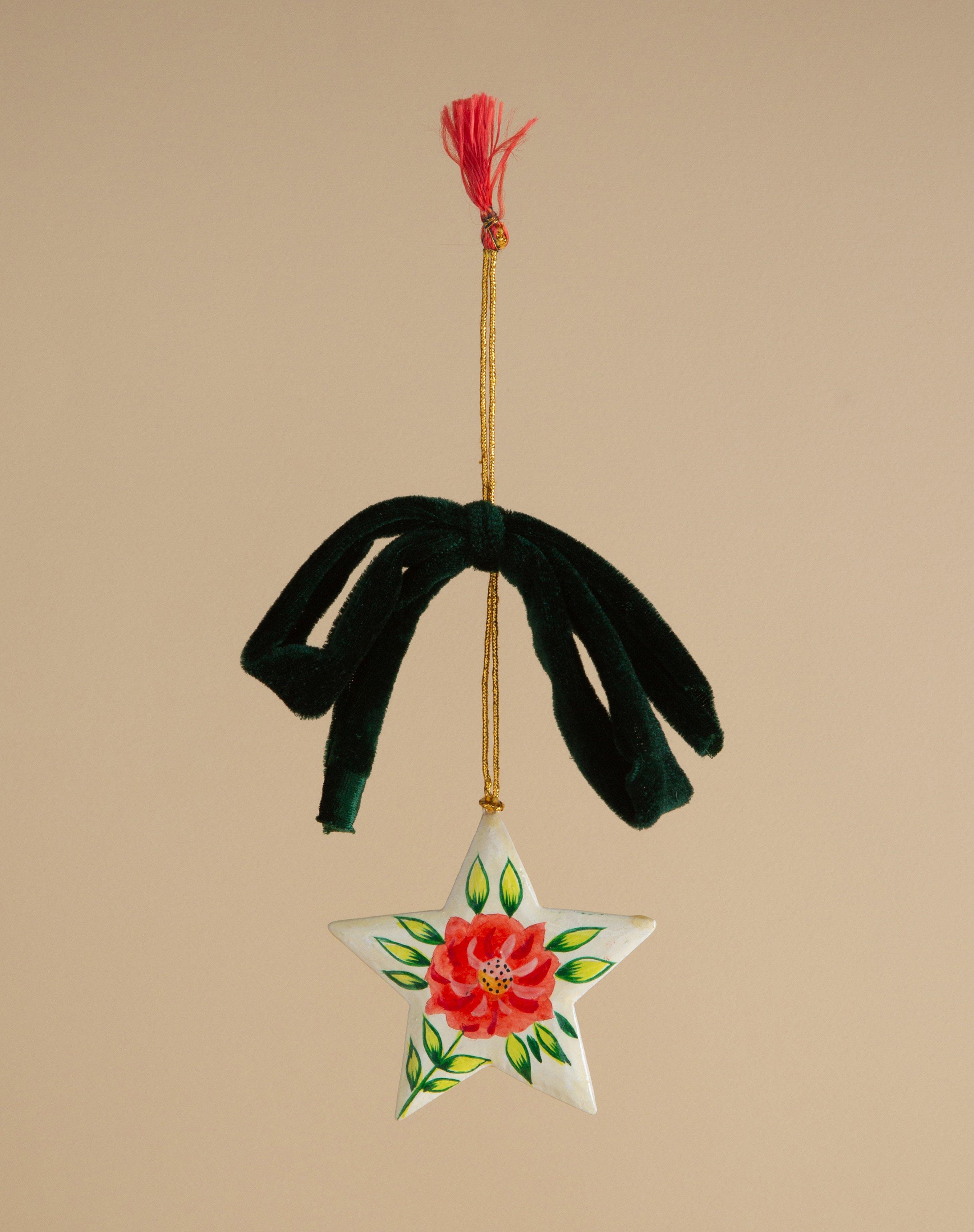 Festive Hand Painted Medium Star Decoration - Poetry Clothing Store