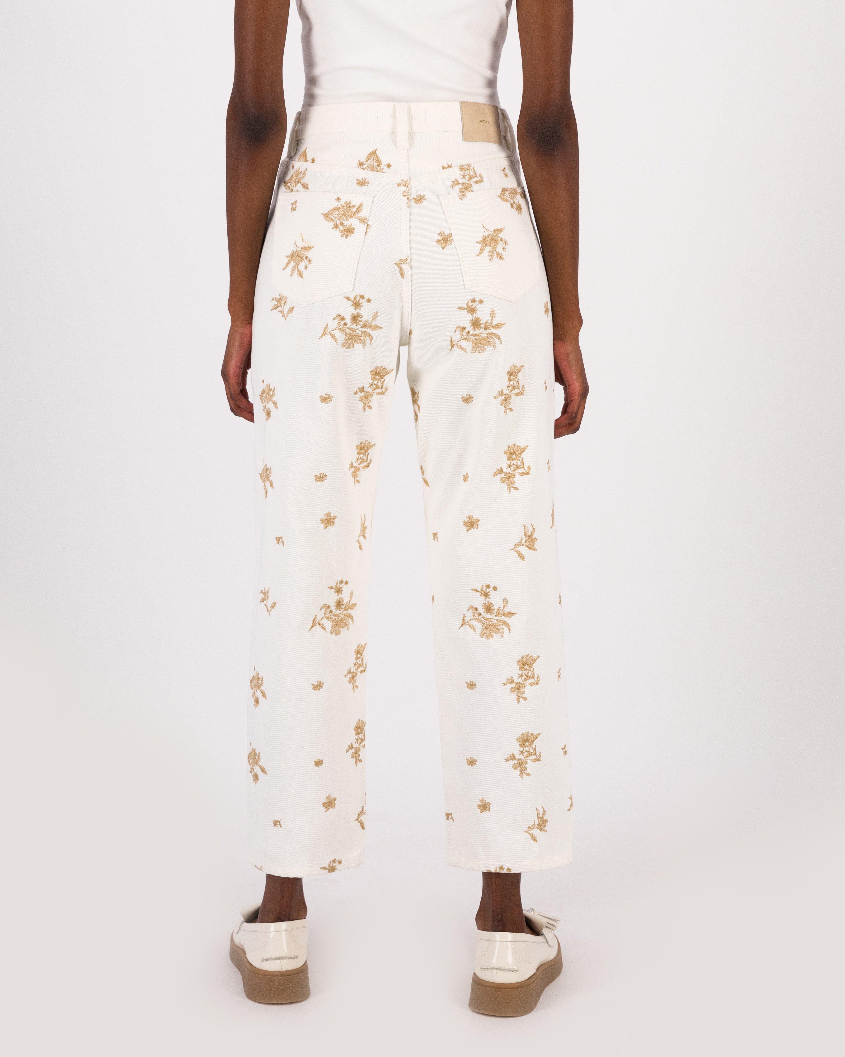 Athena Embroidered White Rigid Denim - Poetry Clothing Store