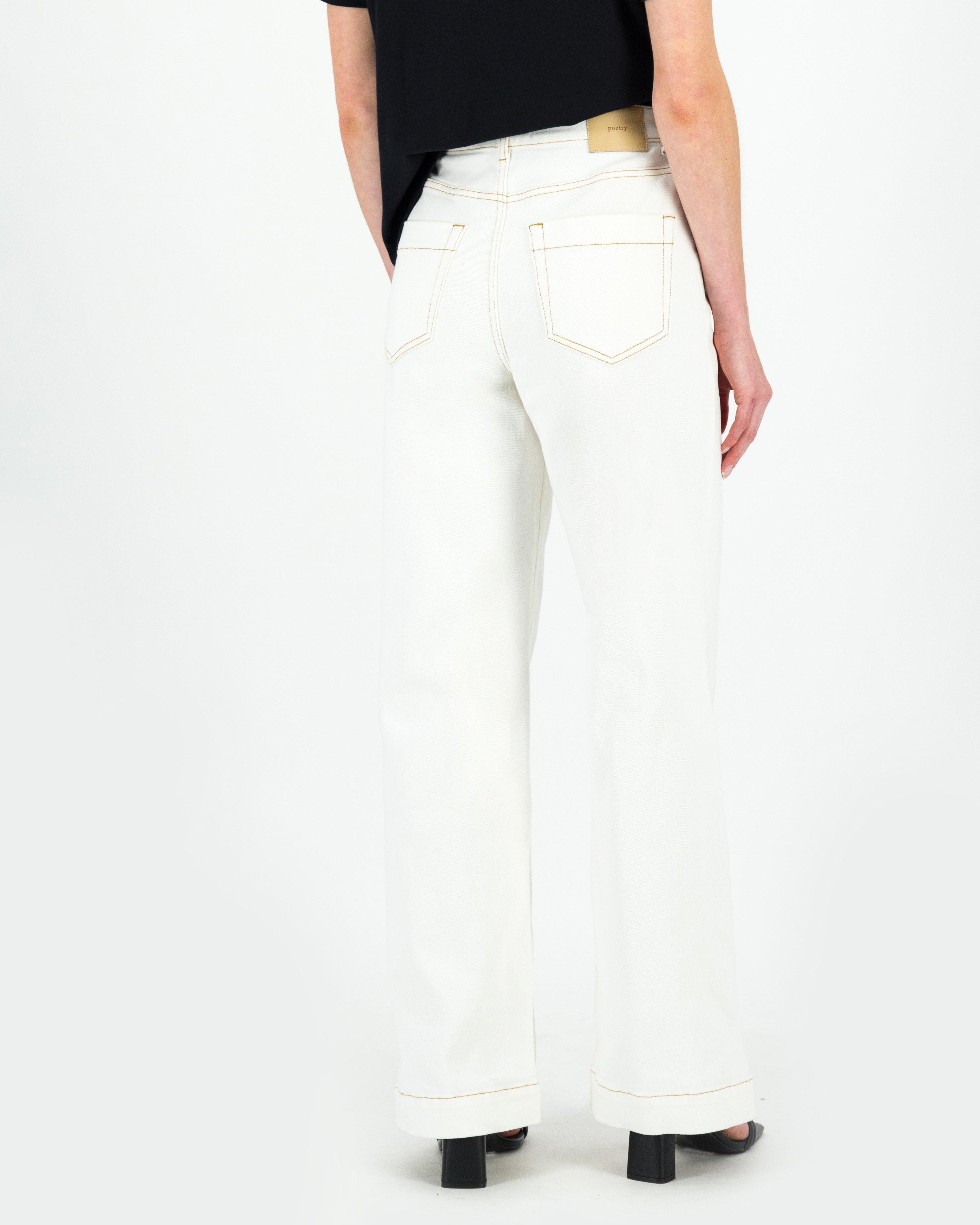Tobie Topstitched White Denims - Poetry Clothing Store