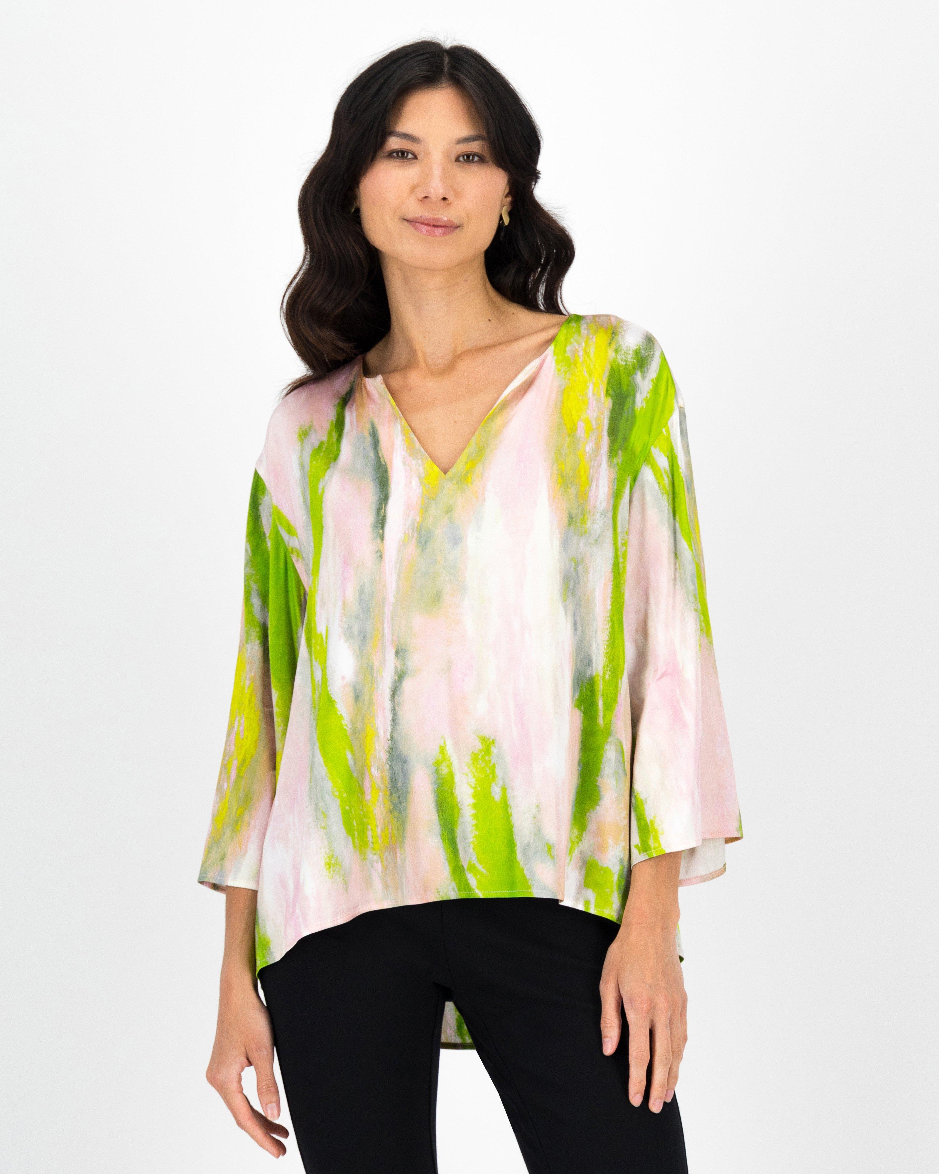 Jalila Printed Satin Popover - Poetry Clothing Store