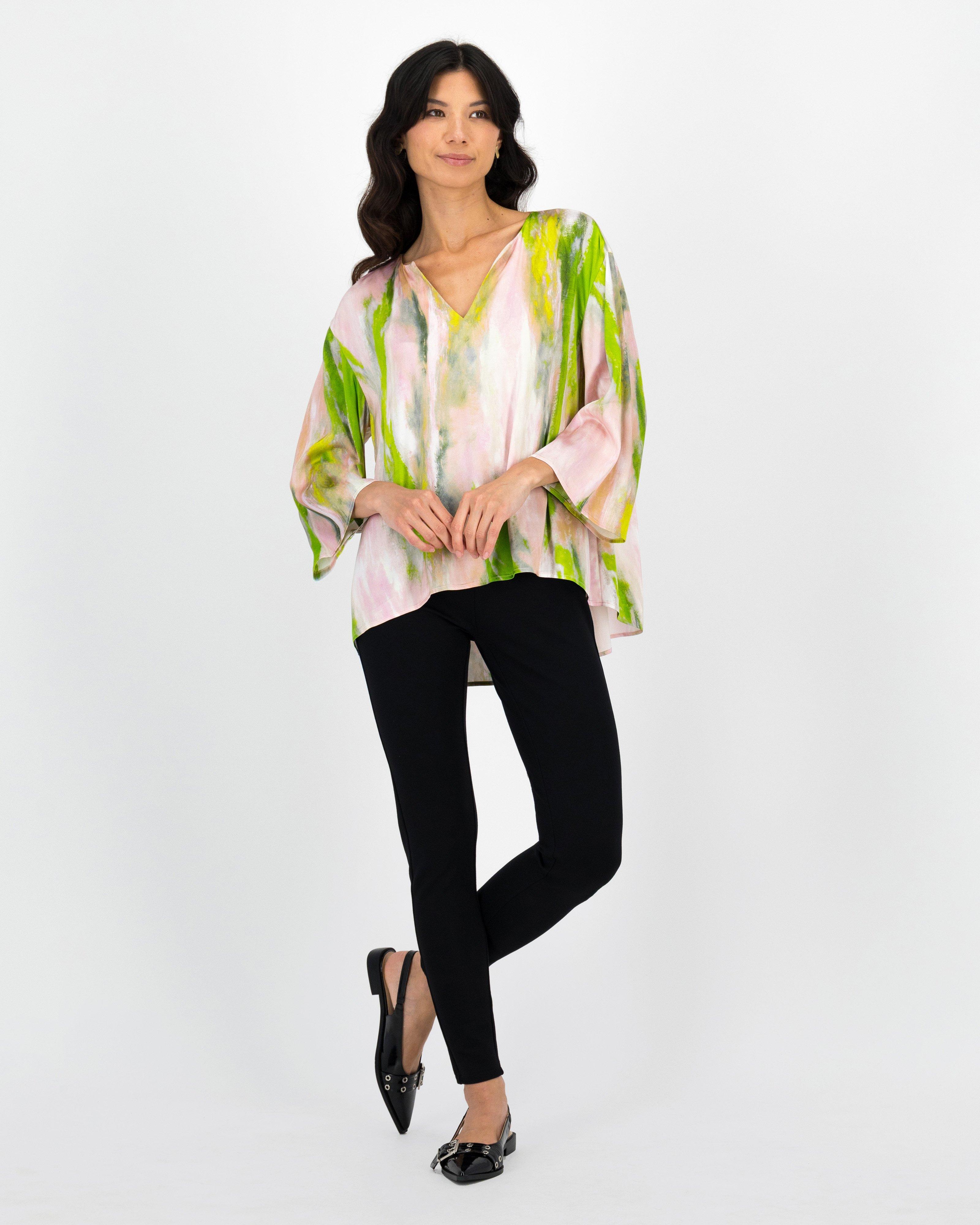 Jalila Printed Satin Popover - Poetry Clothing Store