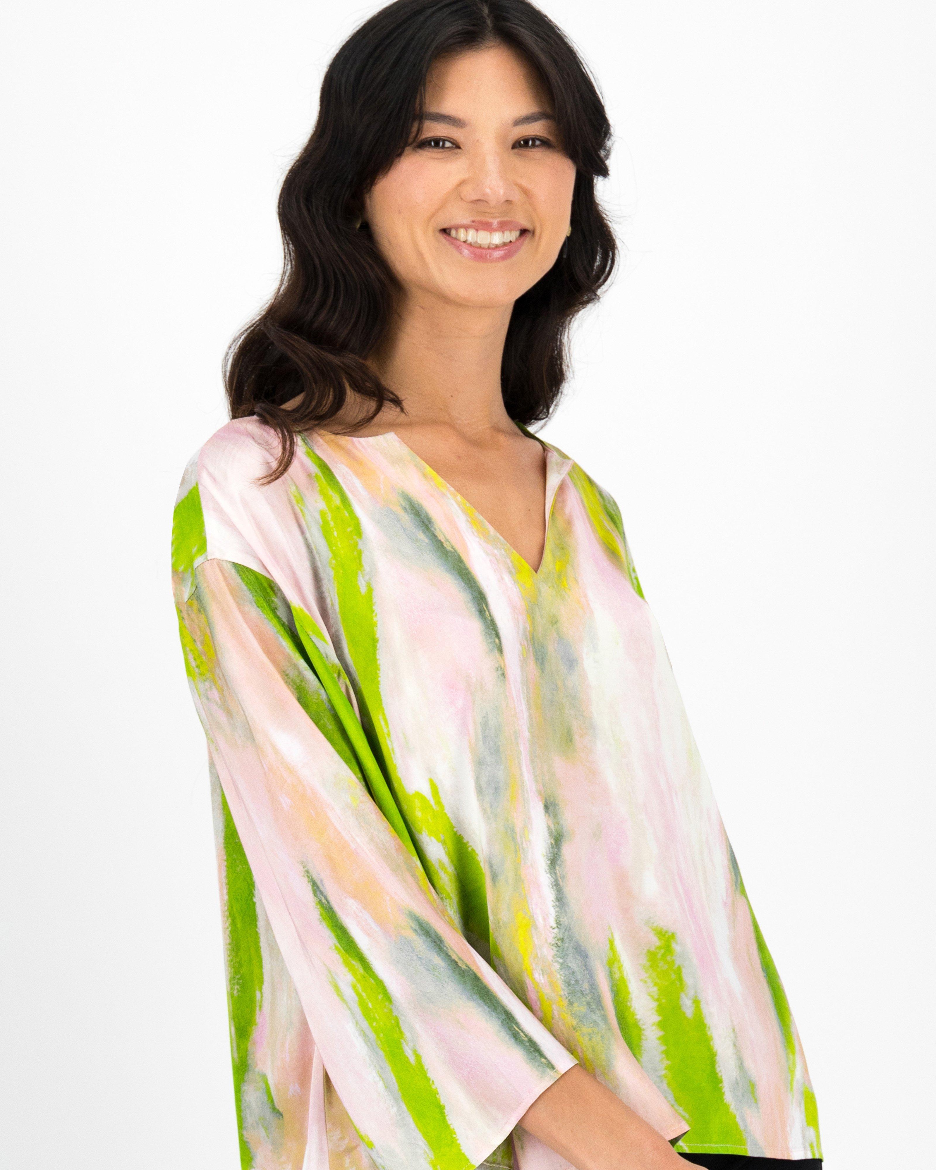Jalila Printed Satin Popover - Poetry Clothing Store
