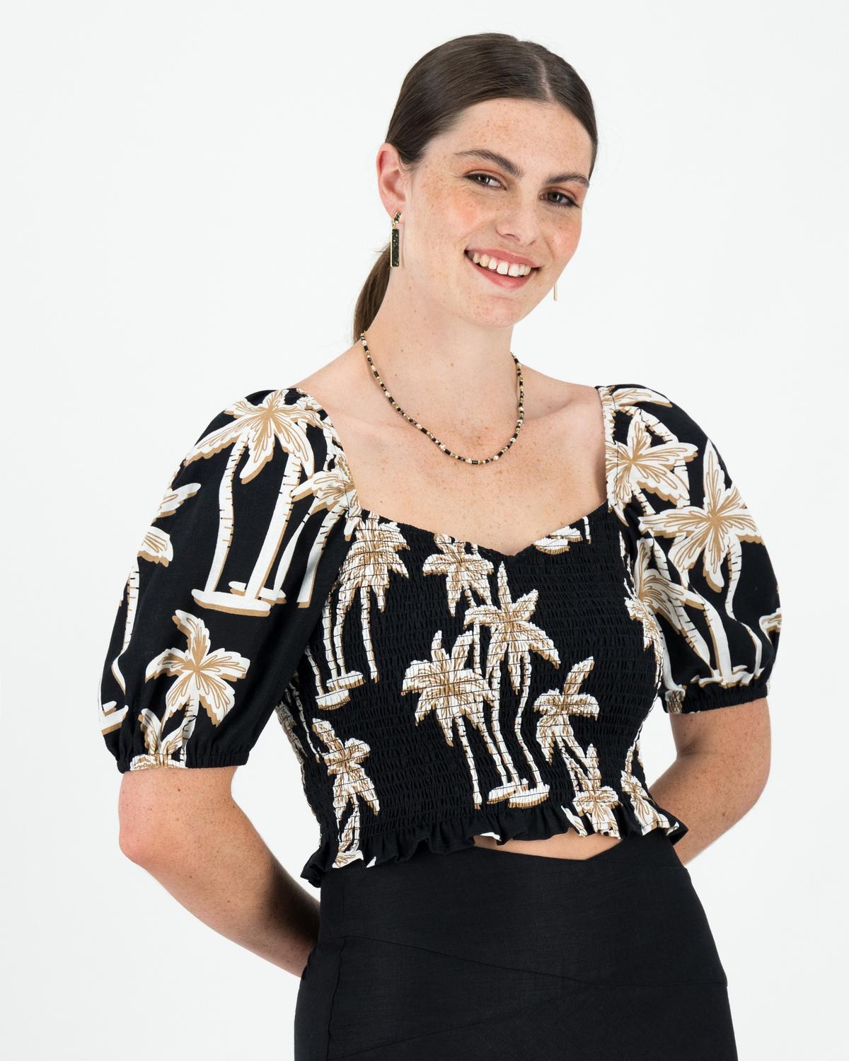 Women's Gloria Shirred Blouse | Old Khaki Women's Gloria Shirred Blouse | Old Khaki