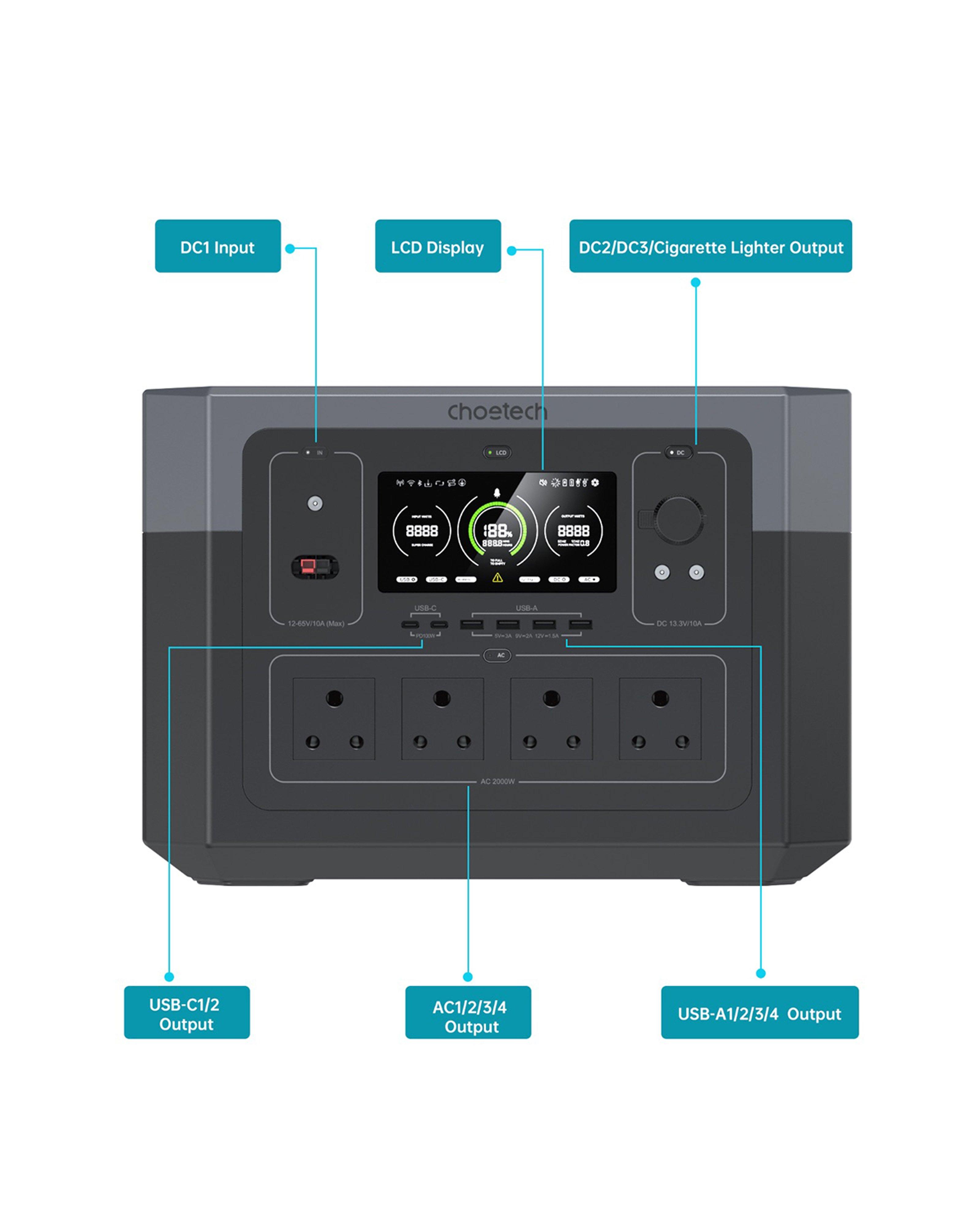 Choetech 2000W Portable Power Station | Cape Union Mart