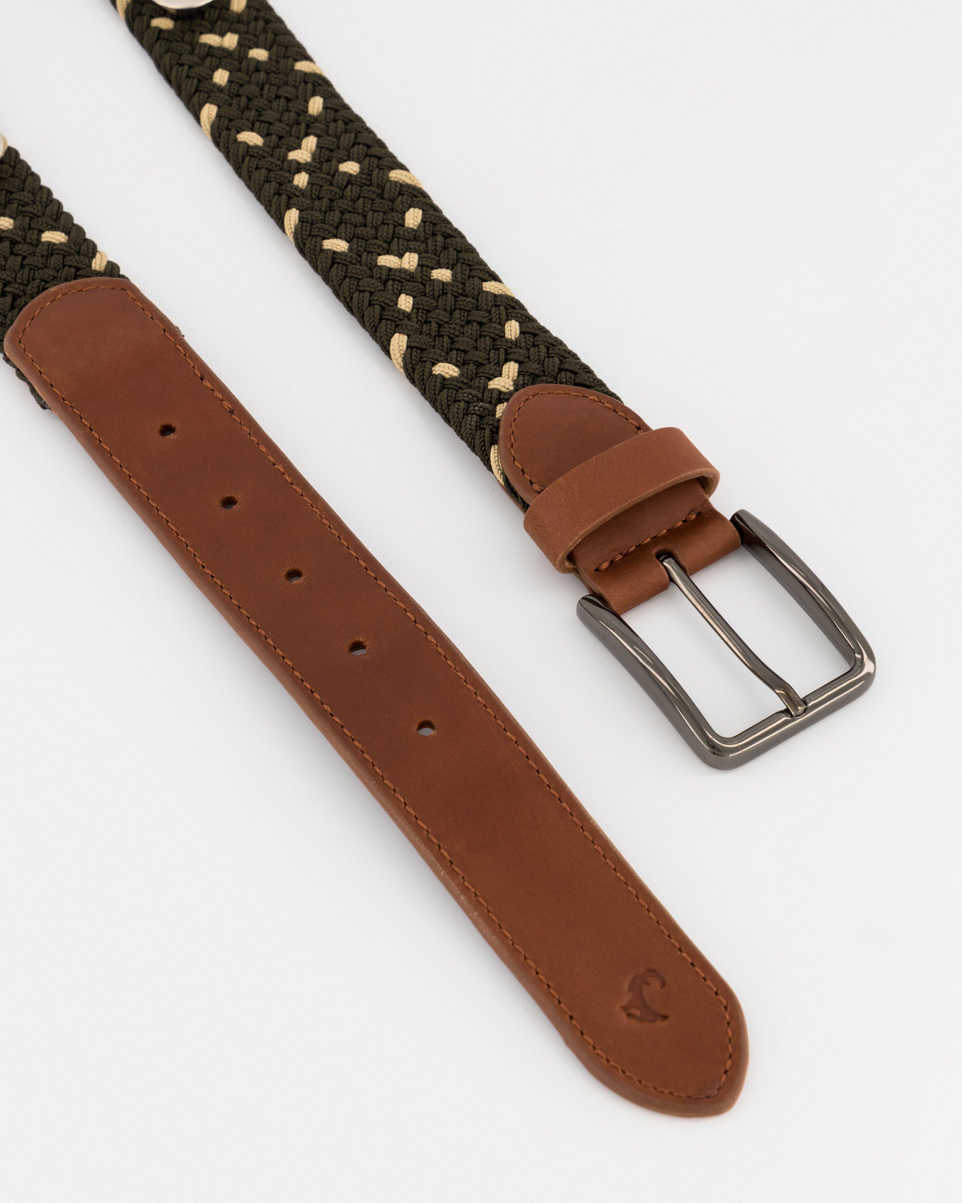 Men’s Zane Canvas Rope & Leather Belt | Old Khaki