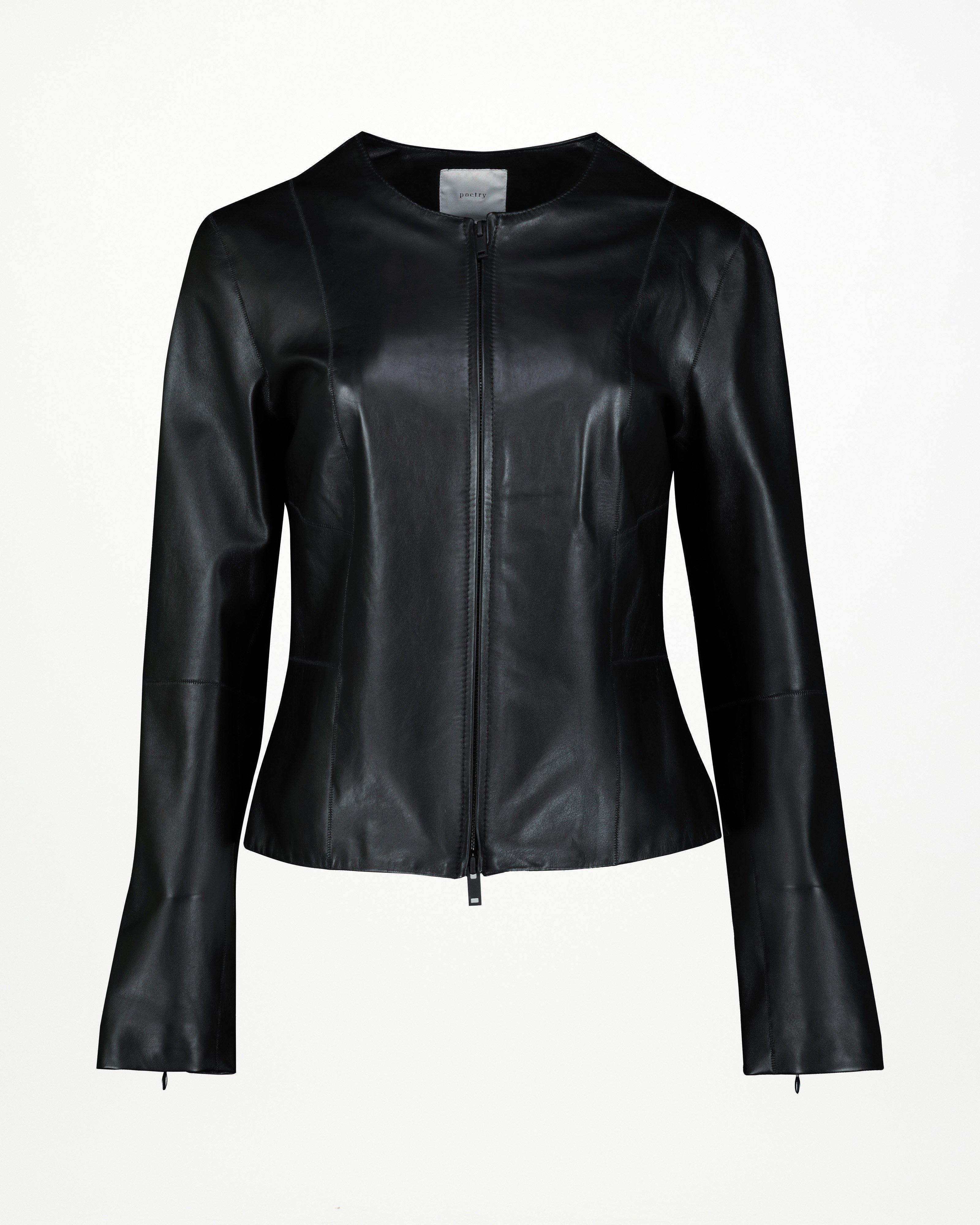 Cayla Collarless Leather Jacket - Poetry Clothing Store
