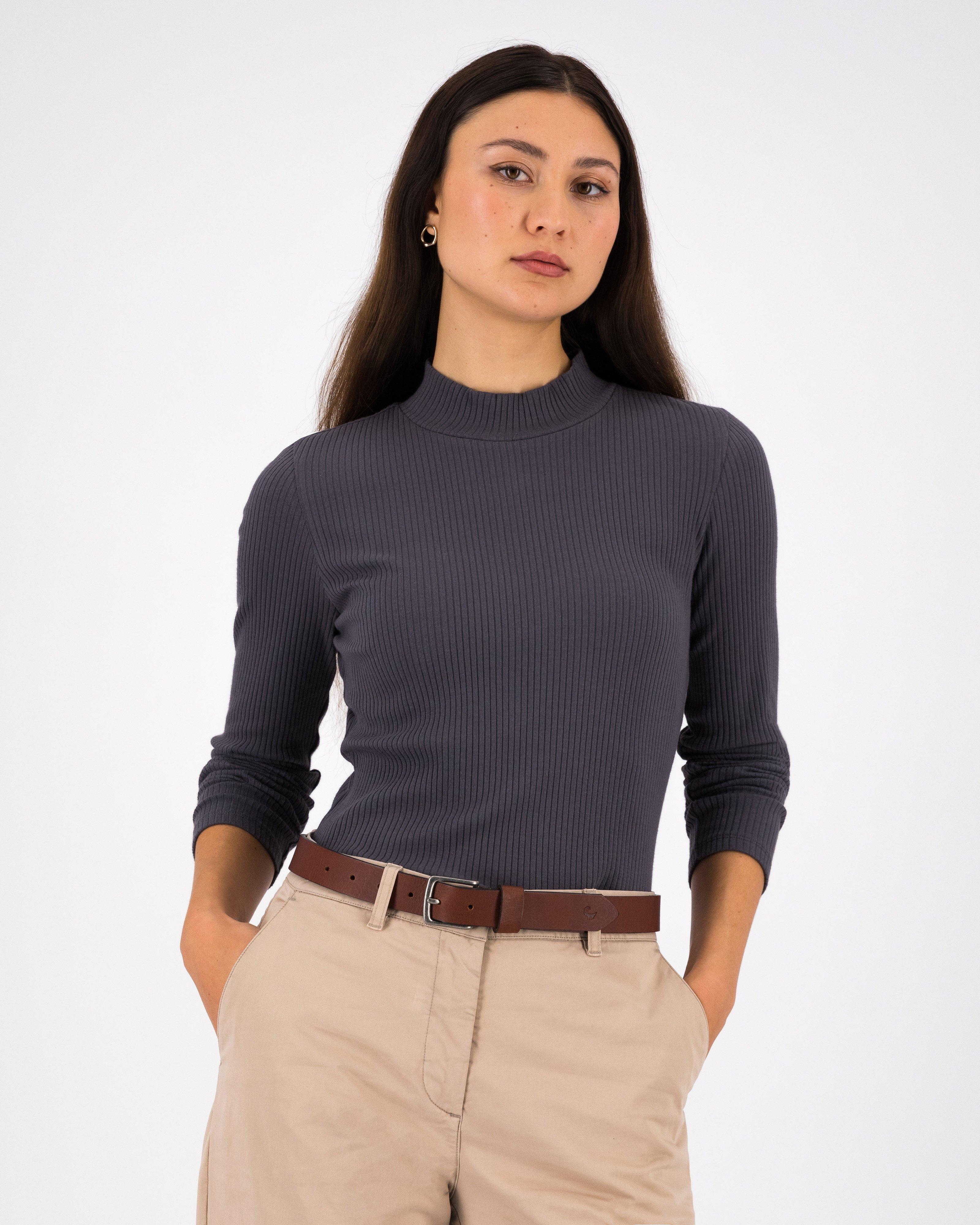 Women’s Grace Ribbed Polo Neck | Old Khaki