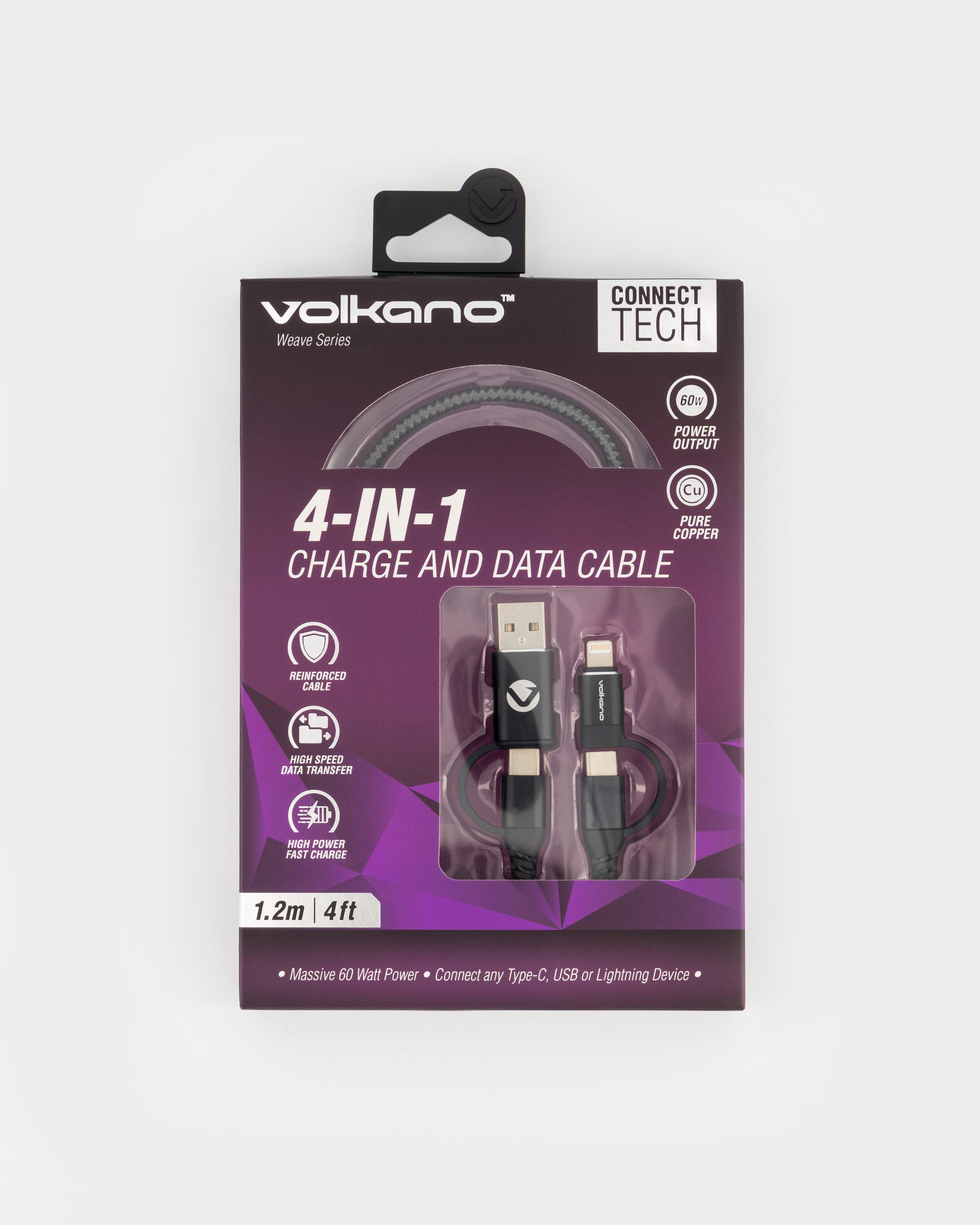 Volkano Weave 4-in-1 Charger and Data Cable | Cape Union Mart