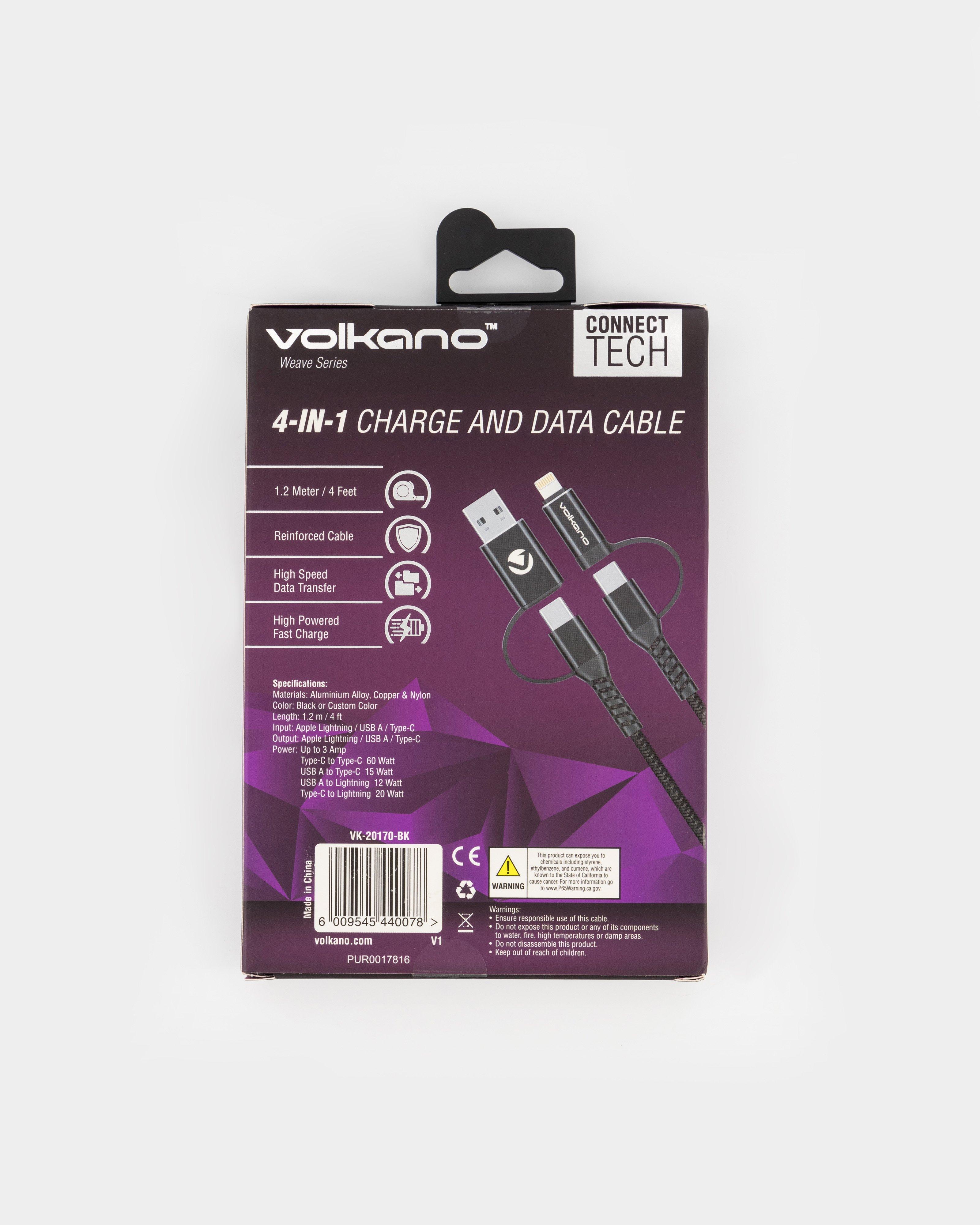 Volkano Weave 4-in-1 Charger and Data Cable | Cape Union Mart