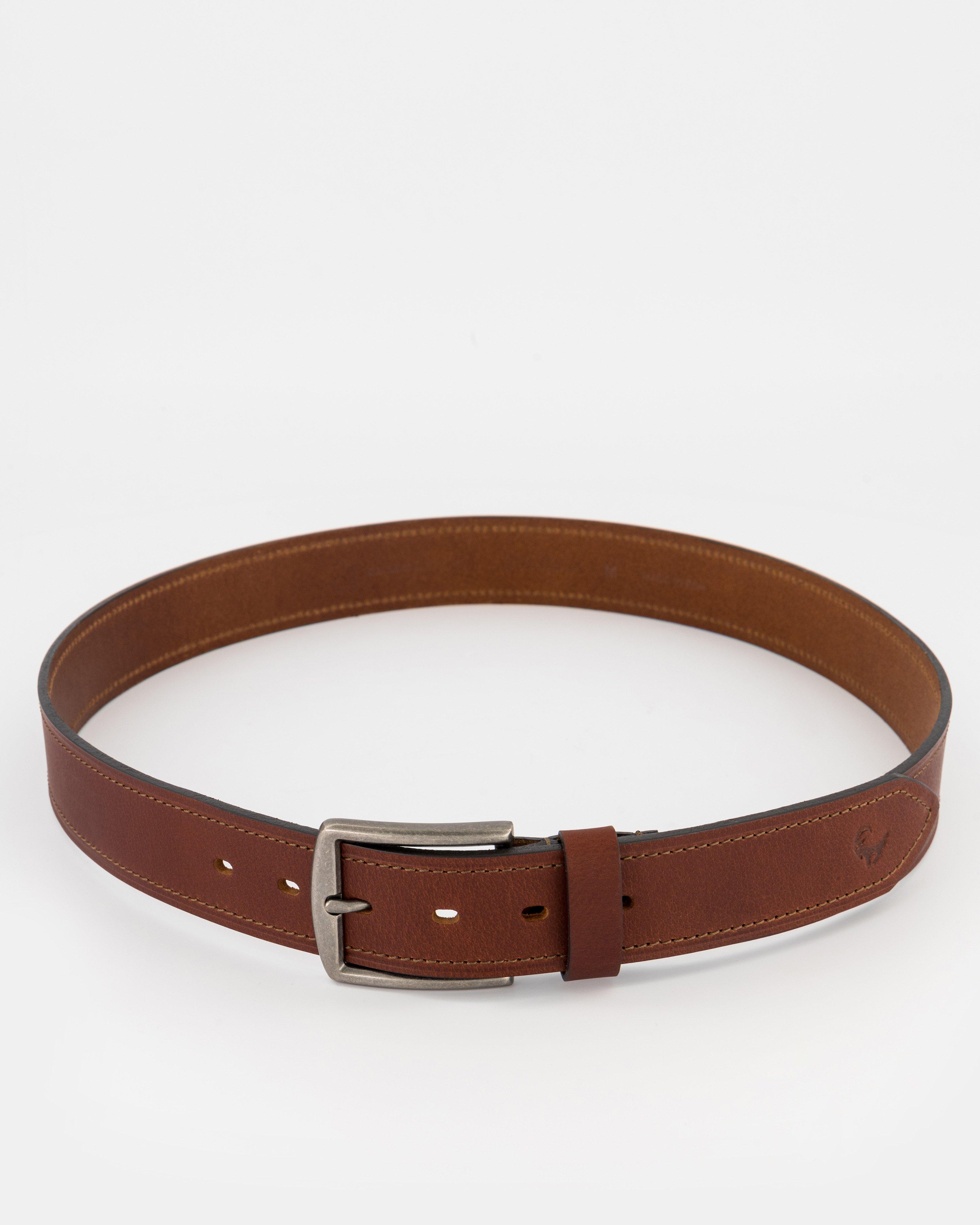 Men’s Grady Topstitch Rolled Edge Leather Belt | Old Khaki