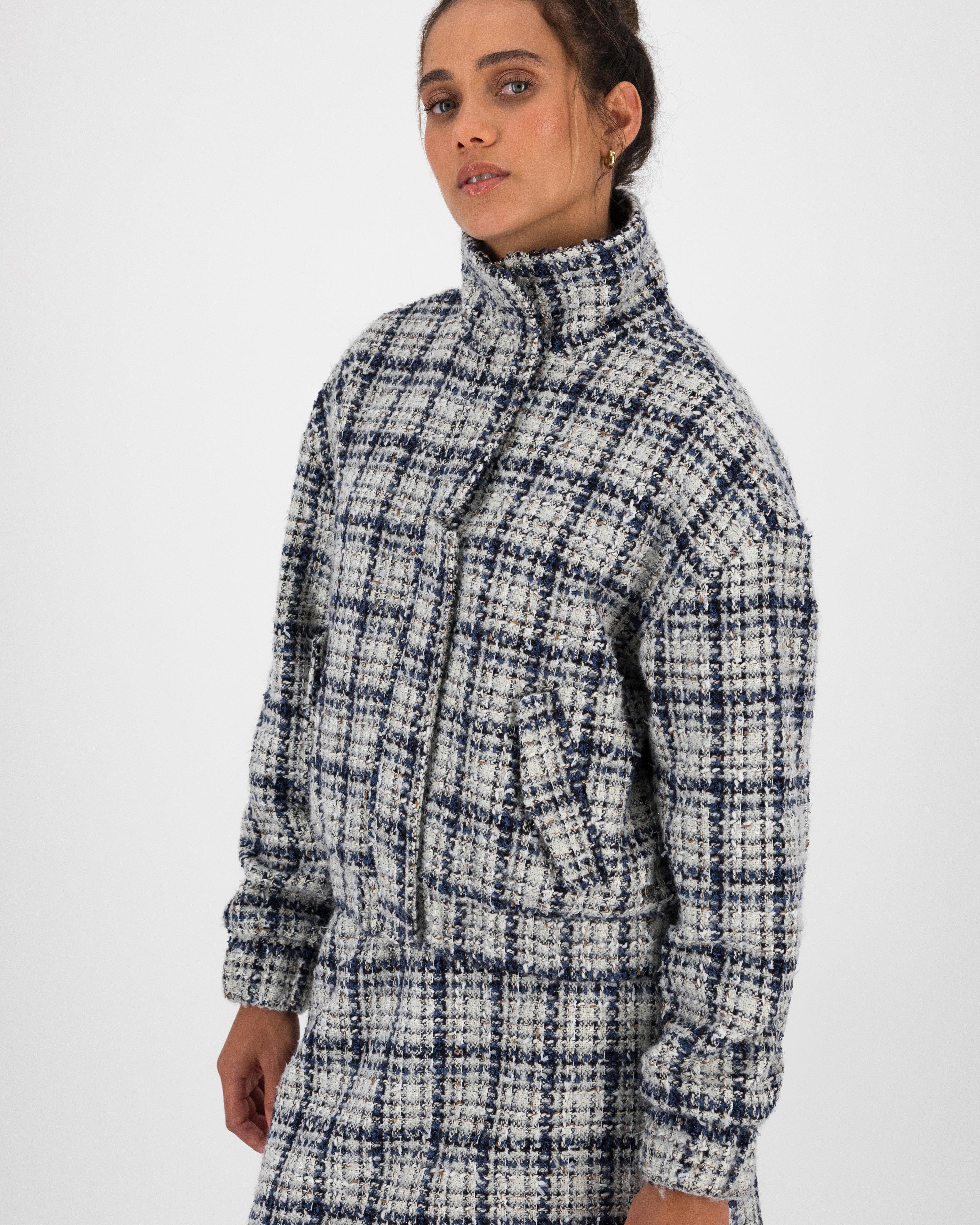 Women’s Sofia Boucle Check Bomber Jacket | Old Khaki
