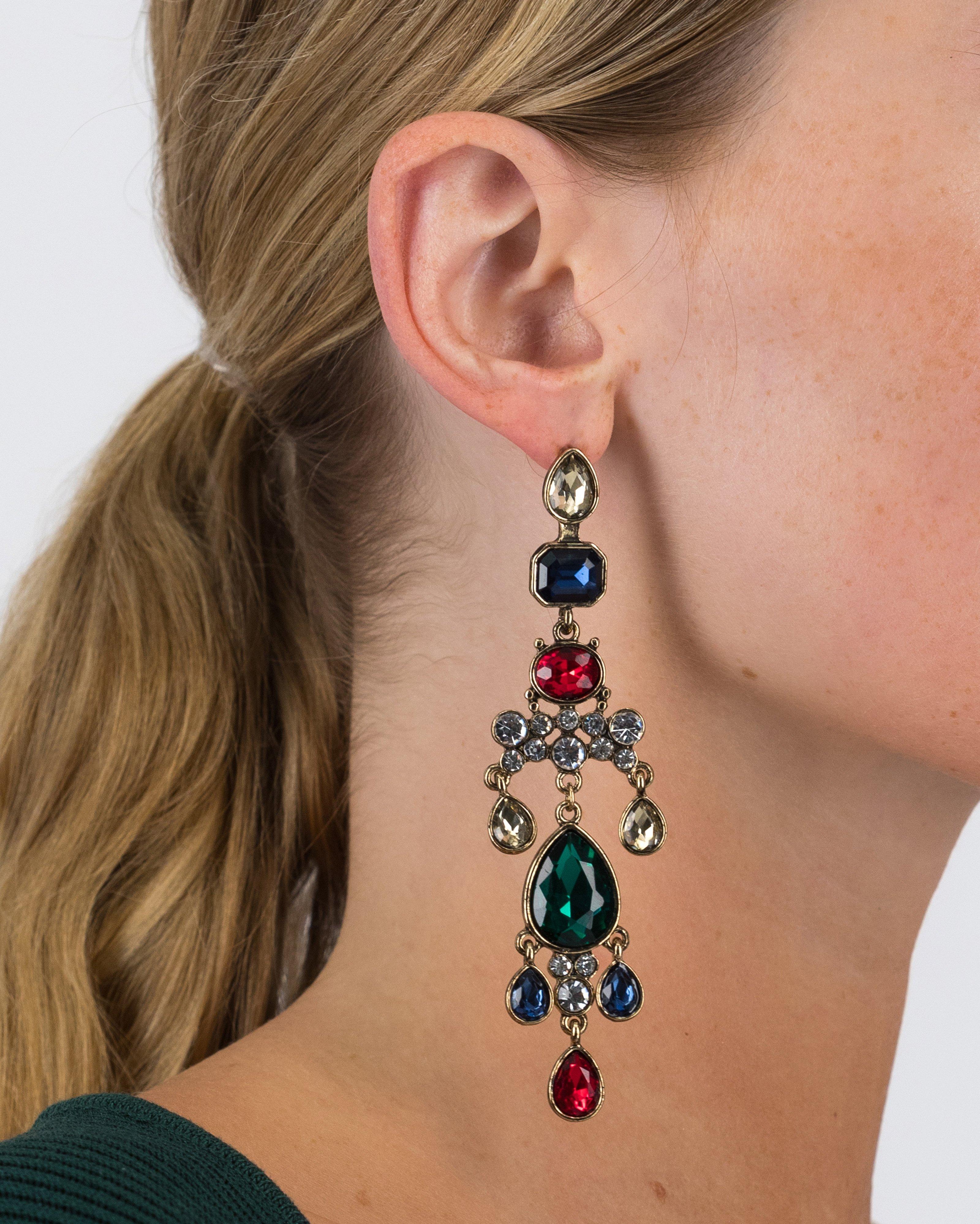 Vintage Stone Statement Drop Earrings - Poetry Clothing Store