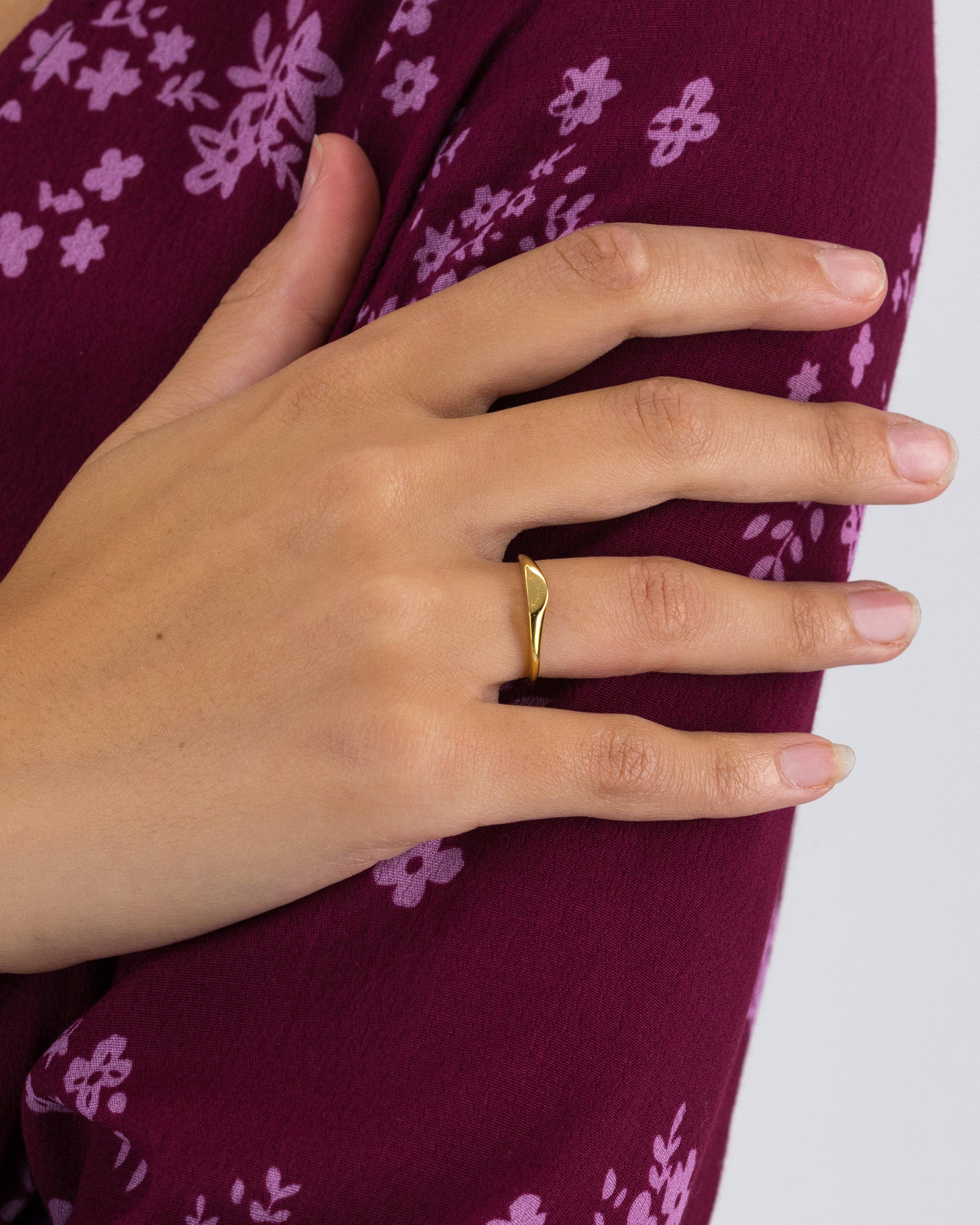 Old Khaki x byCara Sun Thin Signet Ring | Old Khaki